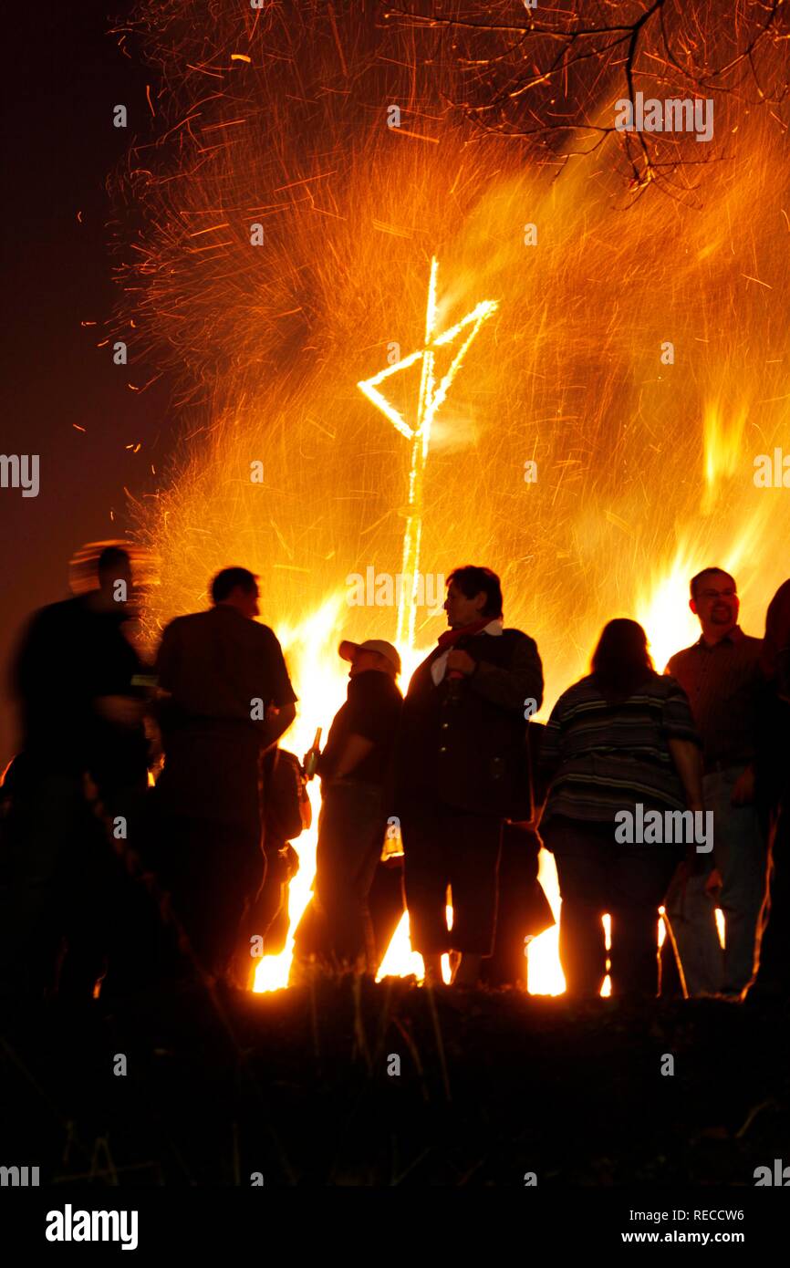 Traditional Easter Fire, bonfire, on seven hills around the city of ...