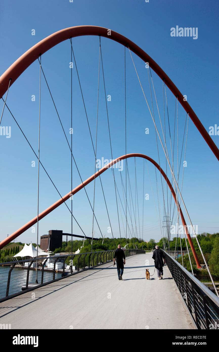 Double-arch bridge over the Rhine-Herne Canal, at Nordstern Park, at ...