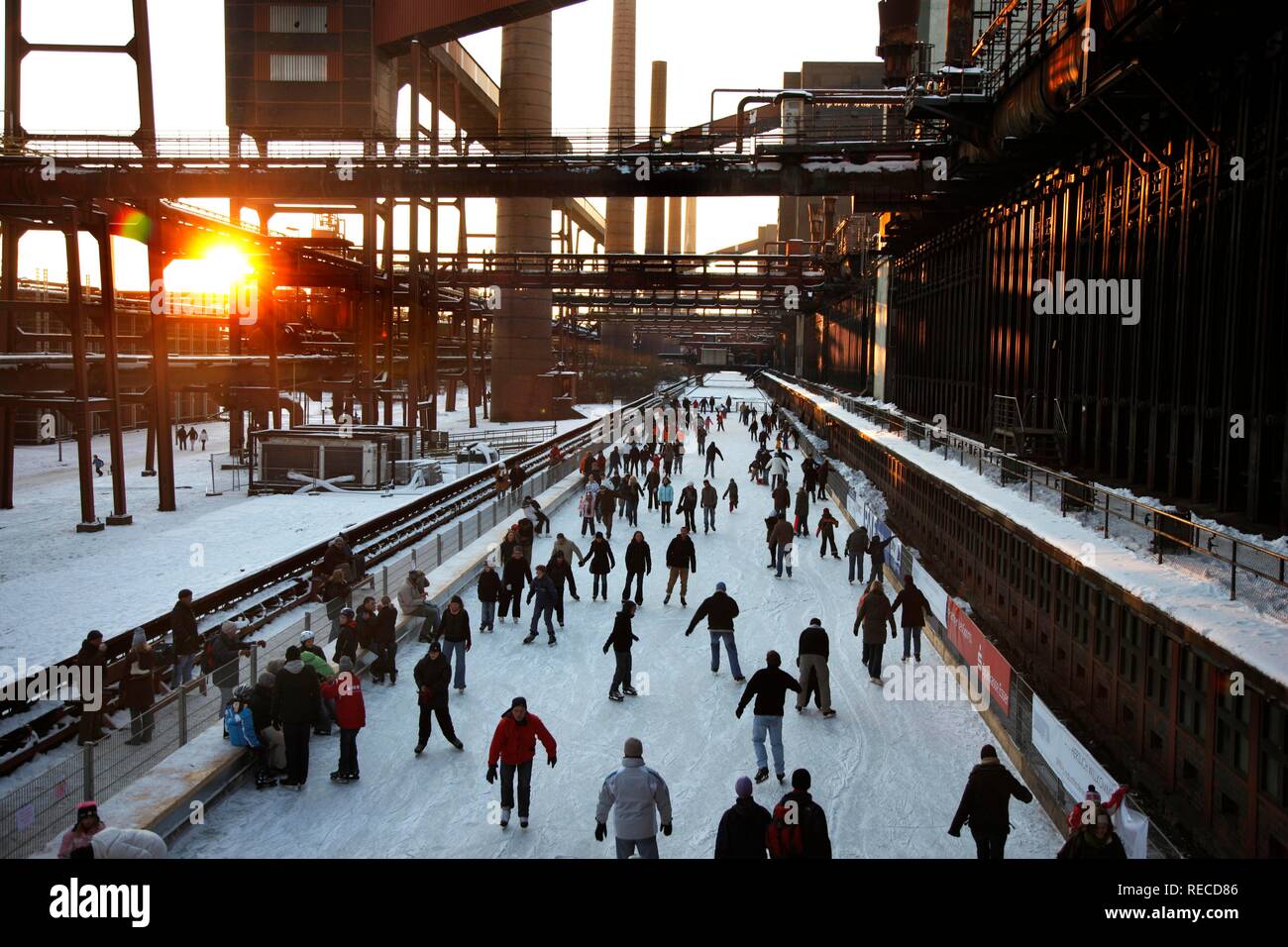 Ice skating rink at the Zollverein coking plant, UNESCO World Cultural ...