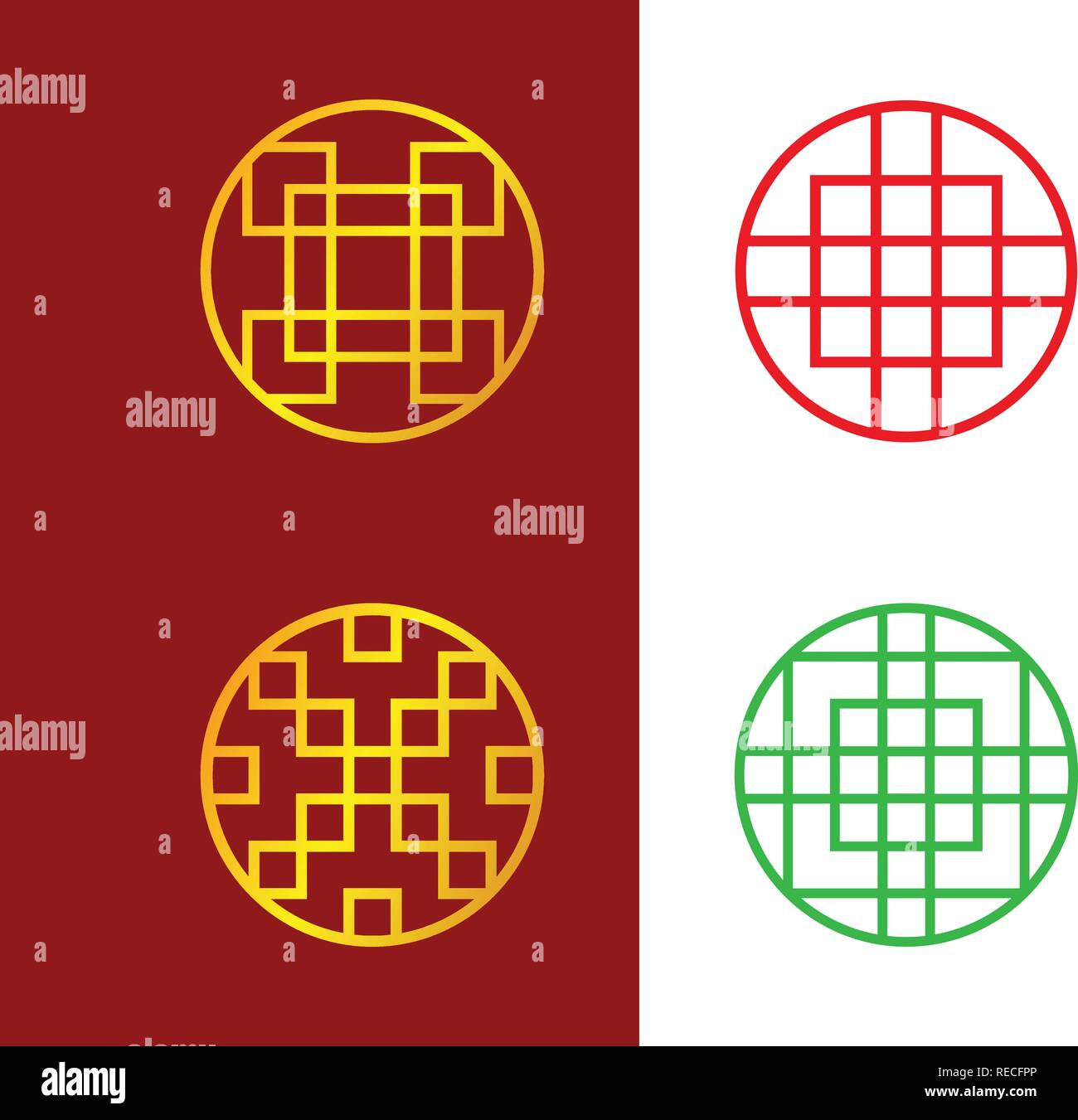 Set of Circle Chinese window frame , vector art design Stock Vector ...