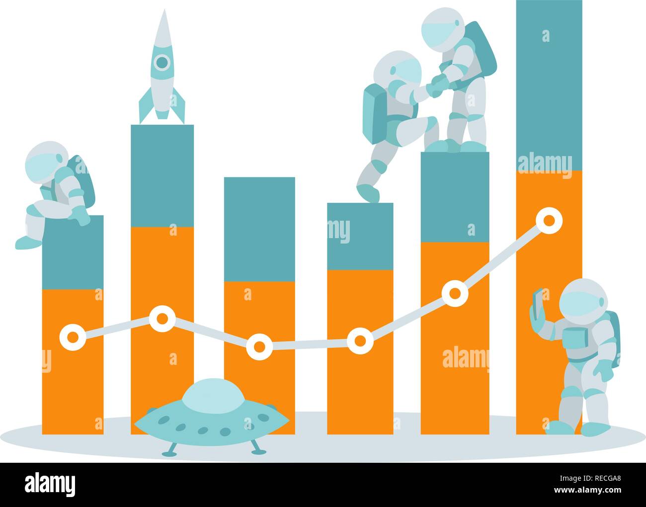 Business and data analysis statistics concept with characters flat ...