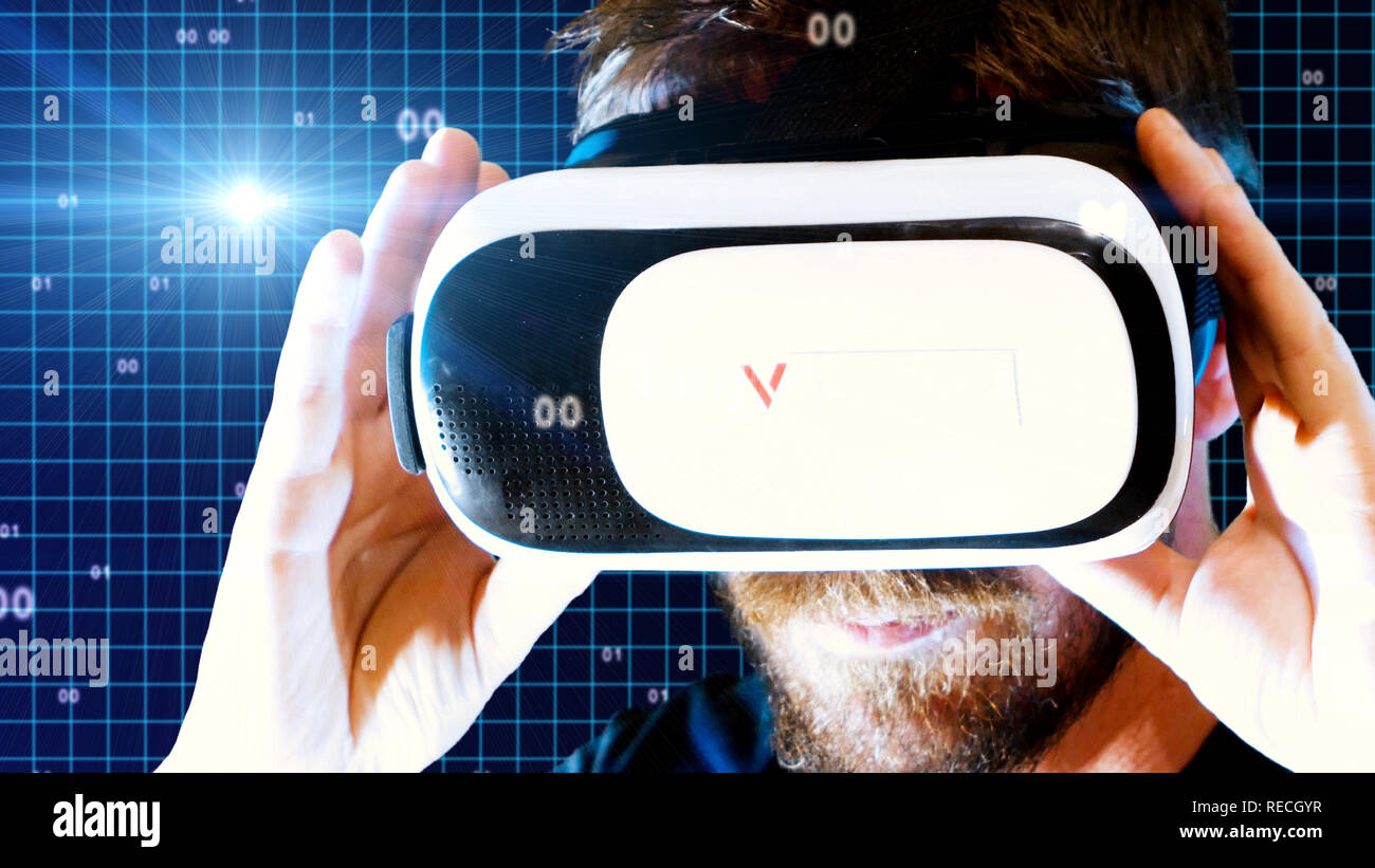 man with oculus VR, ideal footage to represent virtual reality Stock ...