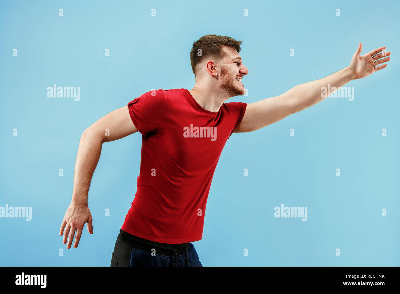 Do not miss. Young casual man shouting. Shout. Crying emotional man ...