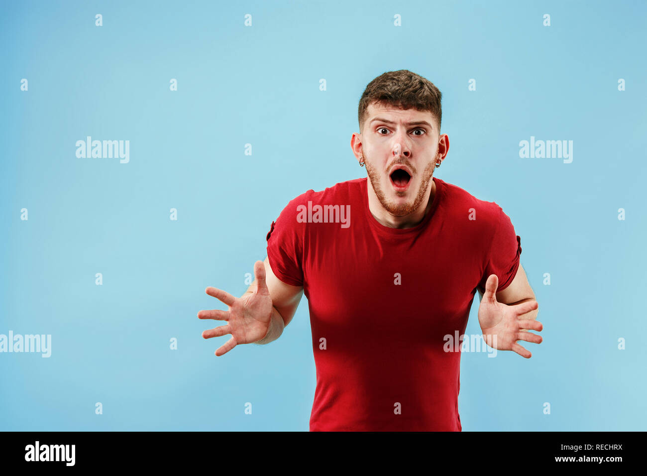 I'm afraid. Fright. Portrait of the scared man. Business man standing ...