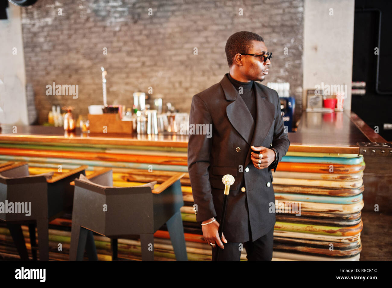 Stylish african american gentleman in elegant black jacket and ...