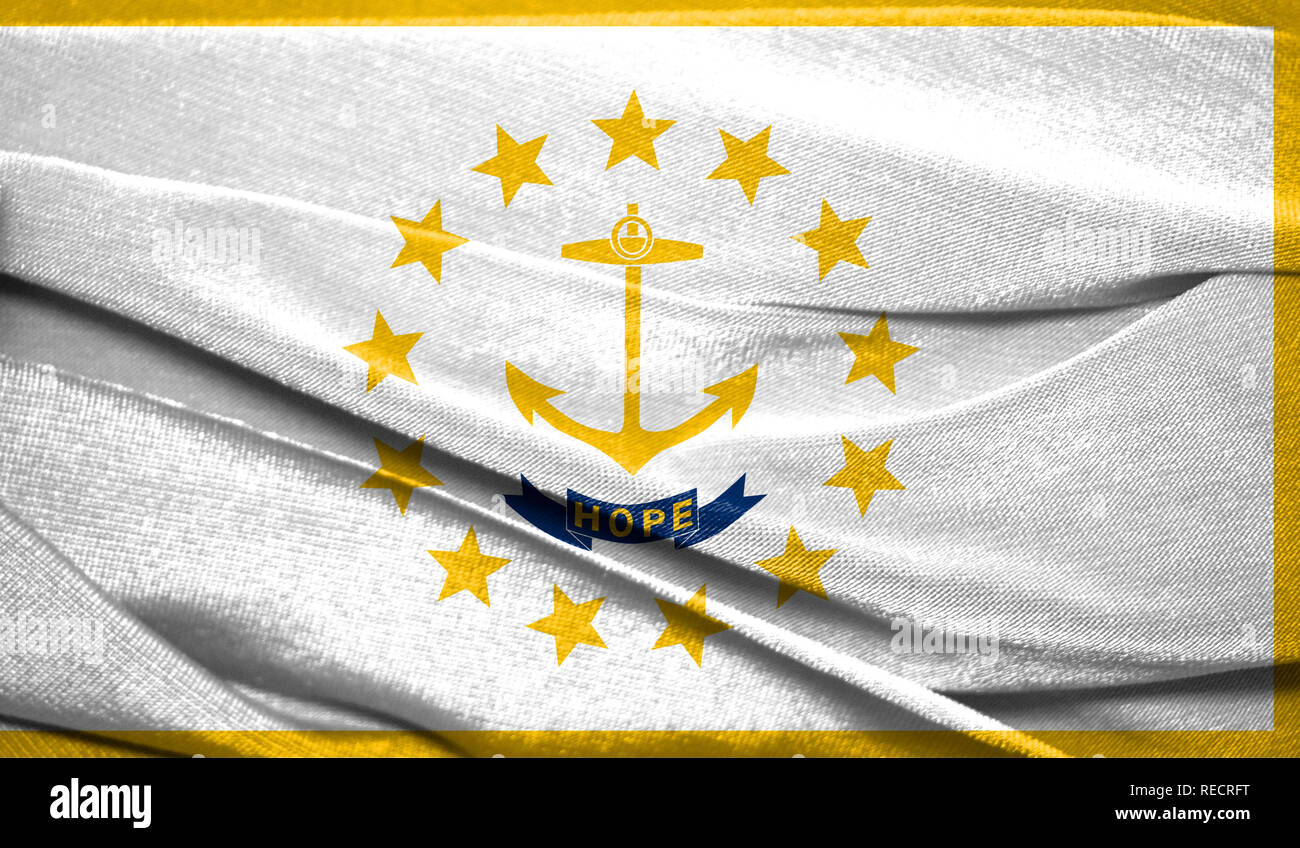 Realistic flag State of Rhode Island and Providence Plantations on the ...