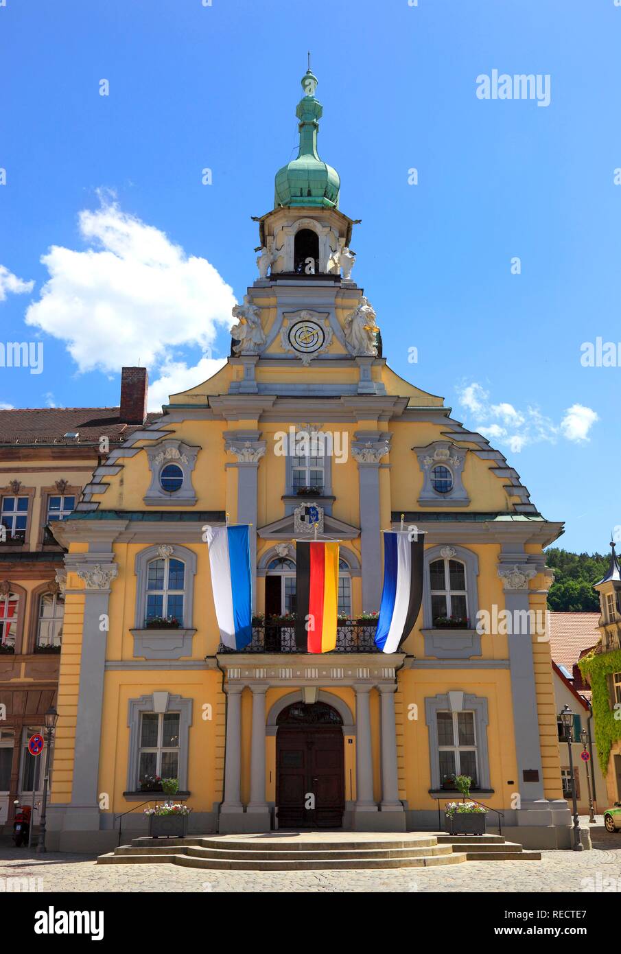 Rococo facade of the town hall of Kulmbach, Upper Franconia, Bavaria ...