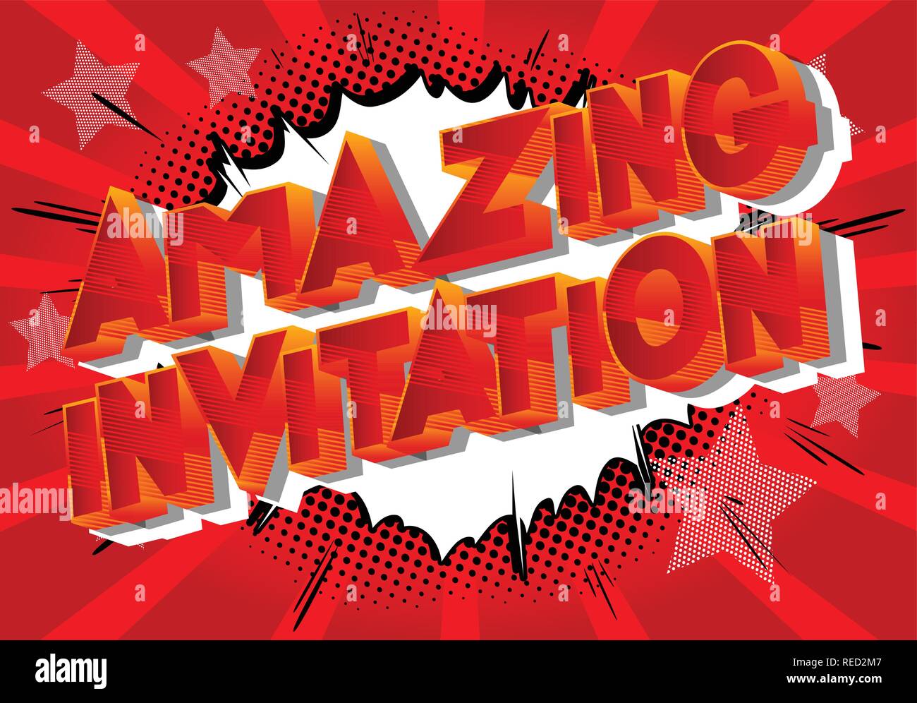 Amazing Invitation - Vector illustrated comic book style phrase on ...