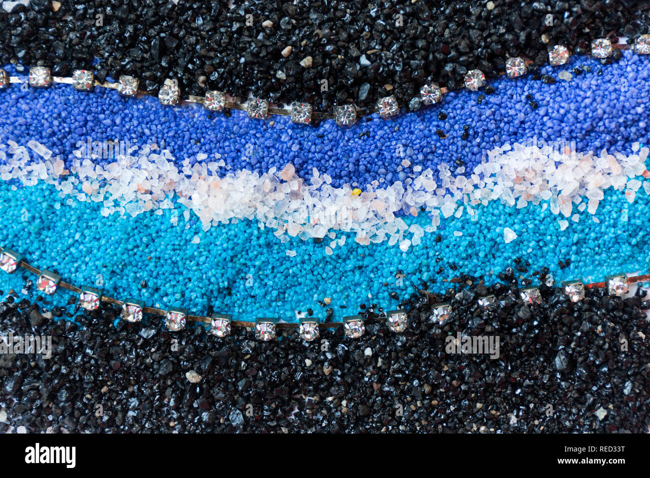 Layered colorful sand pattern. Marble style background. Blue powder ...