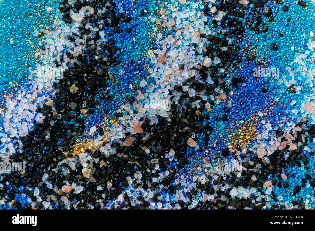 Layered colorful sand pattern. Marble style background. Blue and gold ...