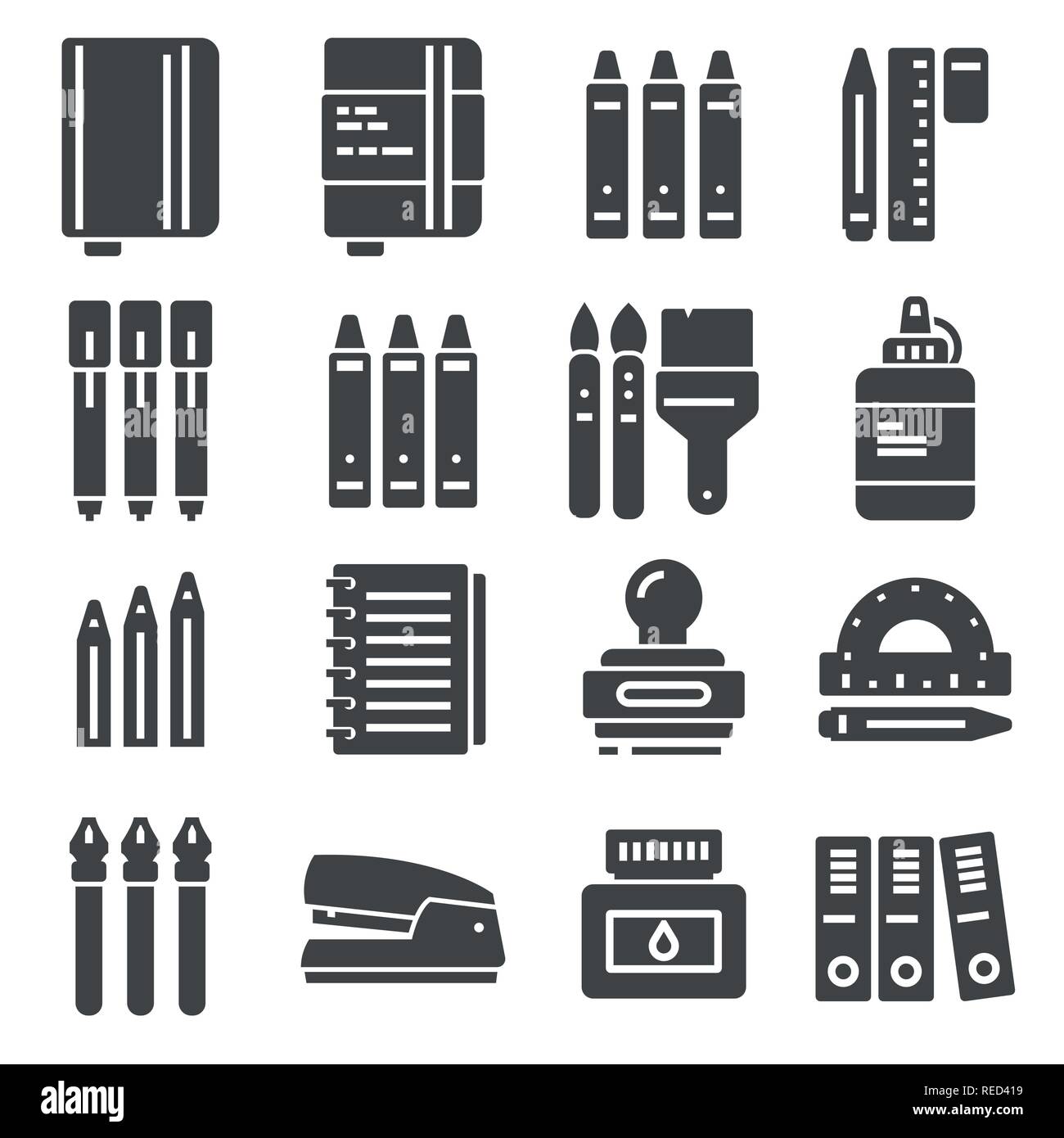 Office things, thin gray icons set, vector illustration Stock Vector ...