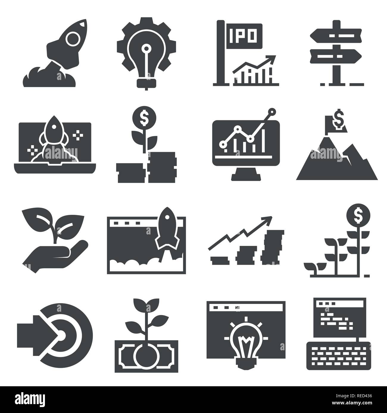 Start up business icon set isolated on white background. Vector ...