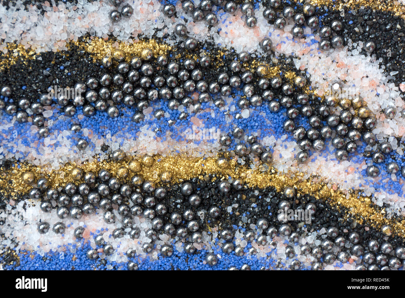 Layered colorful sand pattern. Marble style background. Blue and gold ...