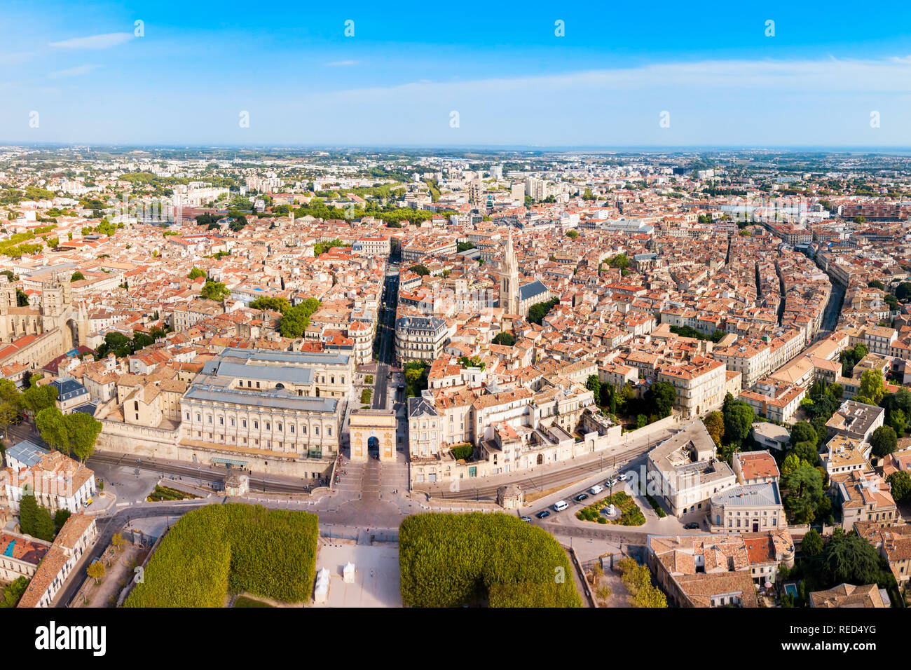 Montpellier aerial panoramic view. Montpellier is the capital city of ...