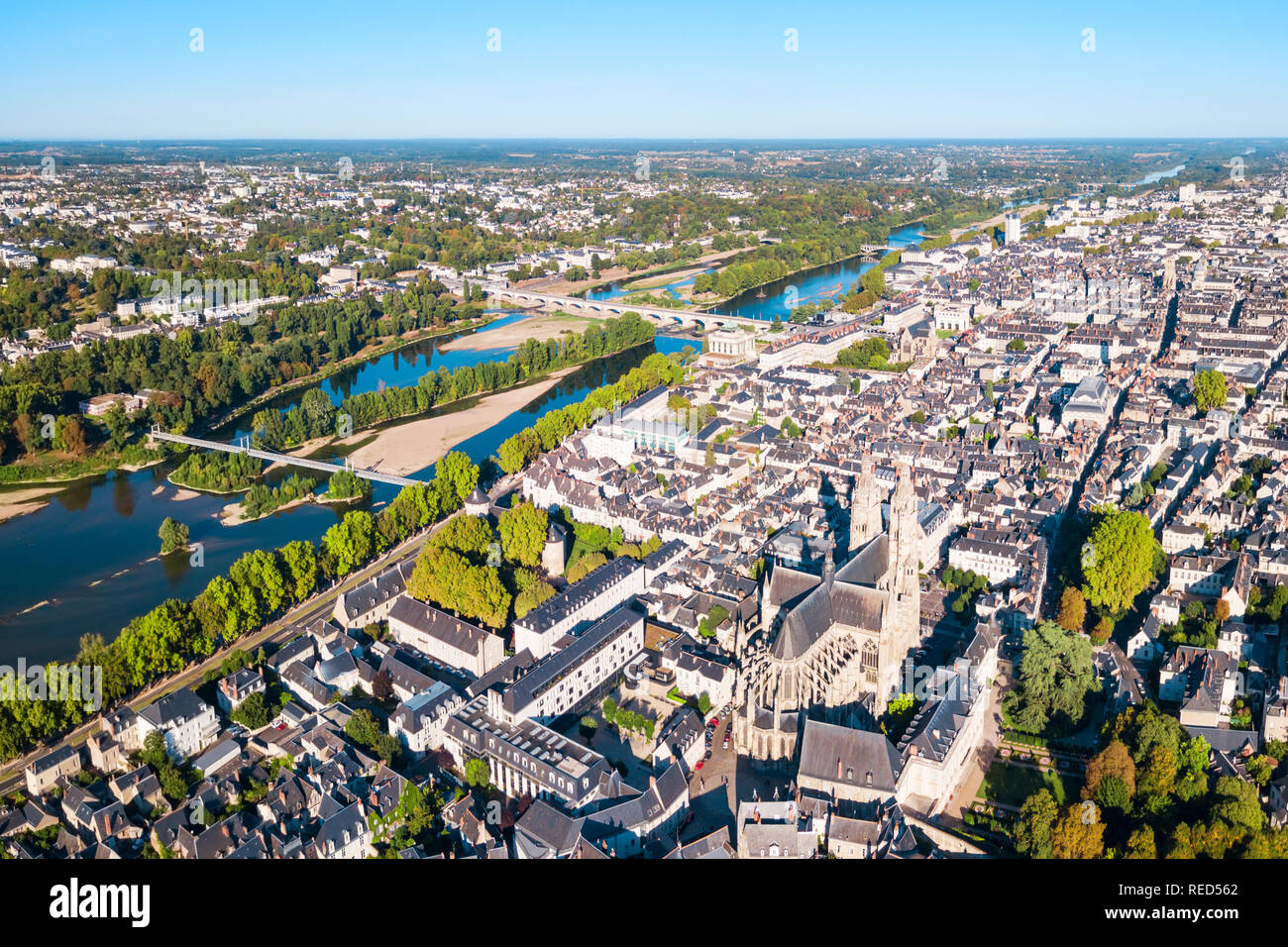 Tours aerial panoramic view. Tours is a city in the Loire valley of ...