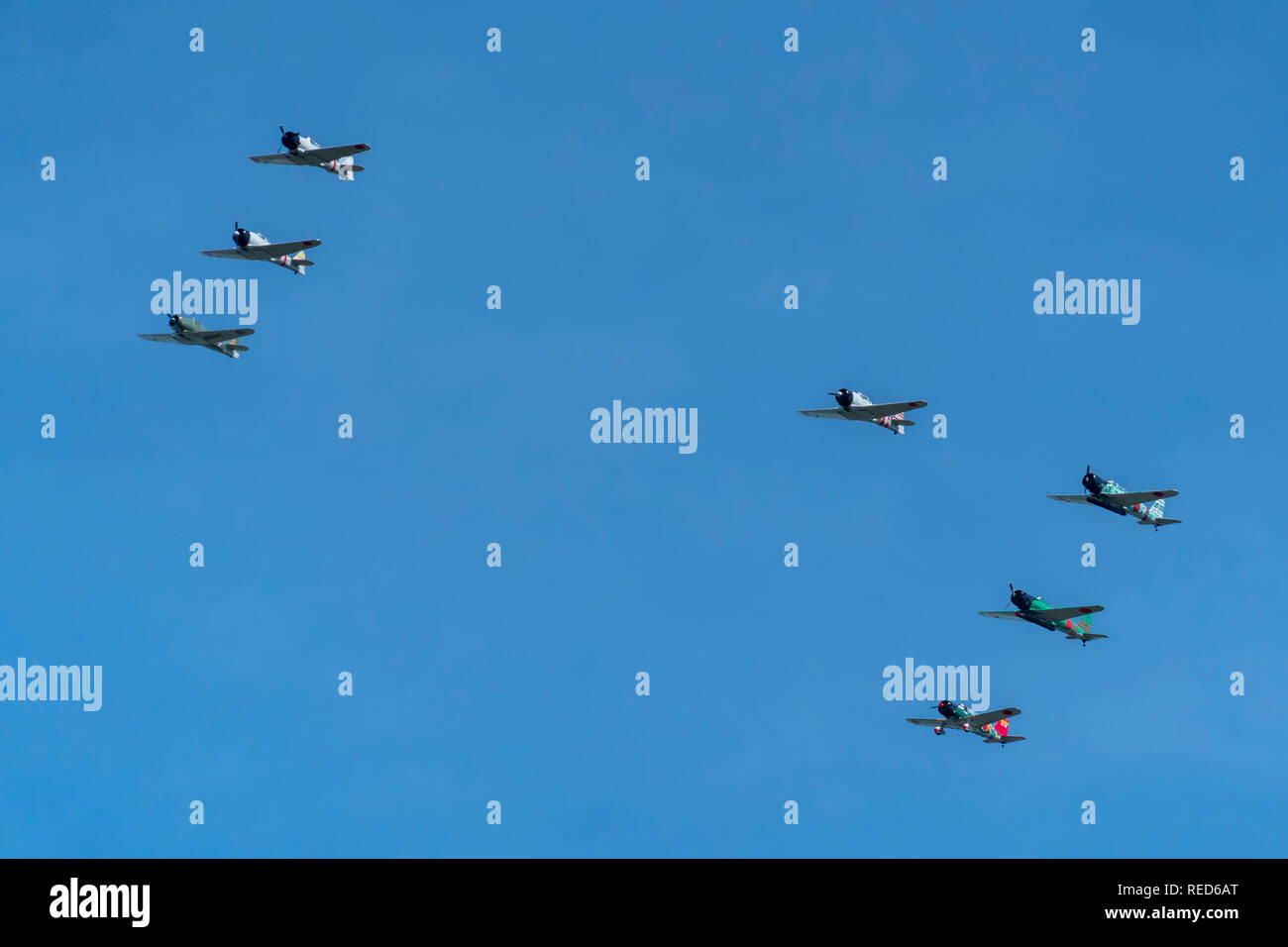 many zero japanese airplane while flying Stock Photo - Alamy