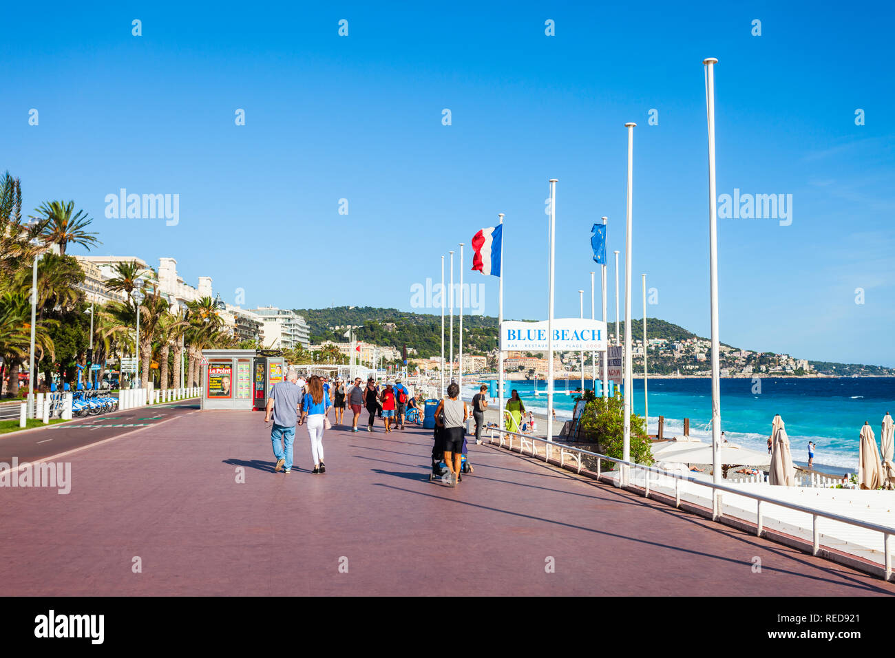 NICE, FRANCE - SEPTEMBER 25, 2018: The Promenade des Anglais is a ...
