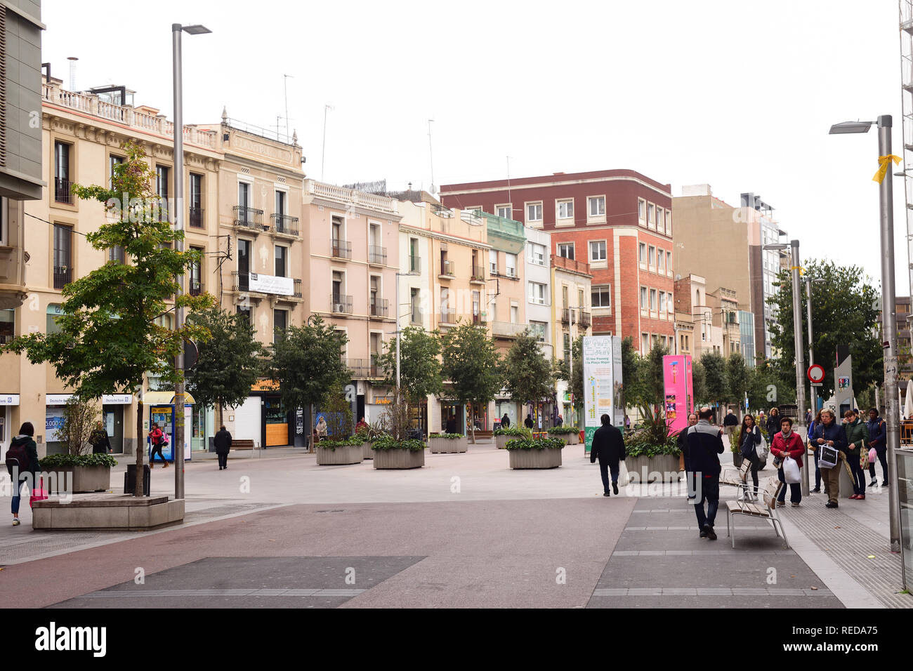 Passeig i plaça, Sabadell, Barcelona province, Catalonia, Spain Stock ...