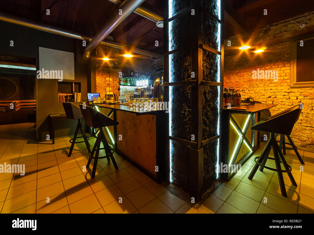 Modern european bar interior Stock Photo - Alamy