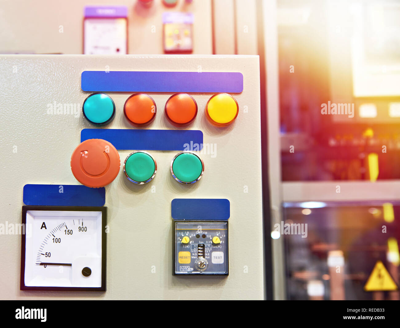 Equipment and systems control stand in industrial plant with different ...