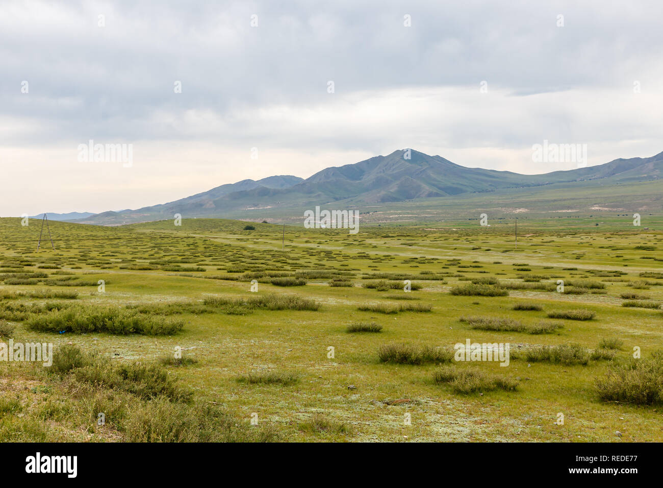 Mongolian steppe on the background of a cloudy sky, beautiful landscape ...
