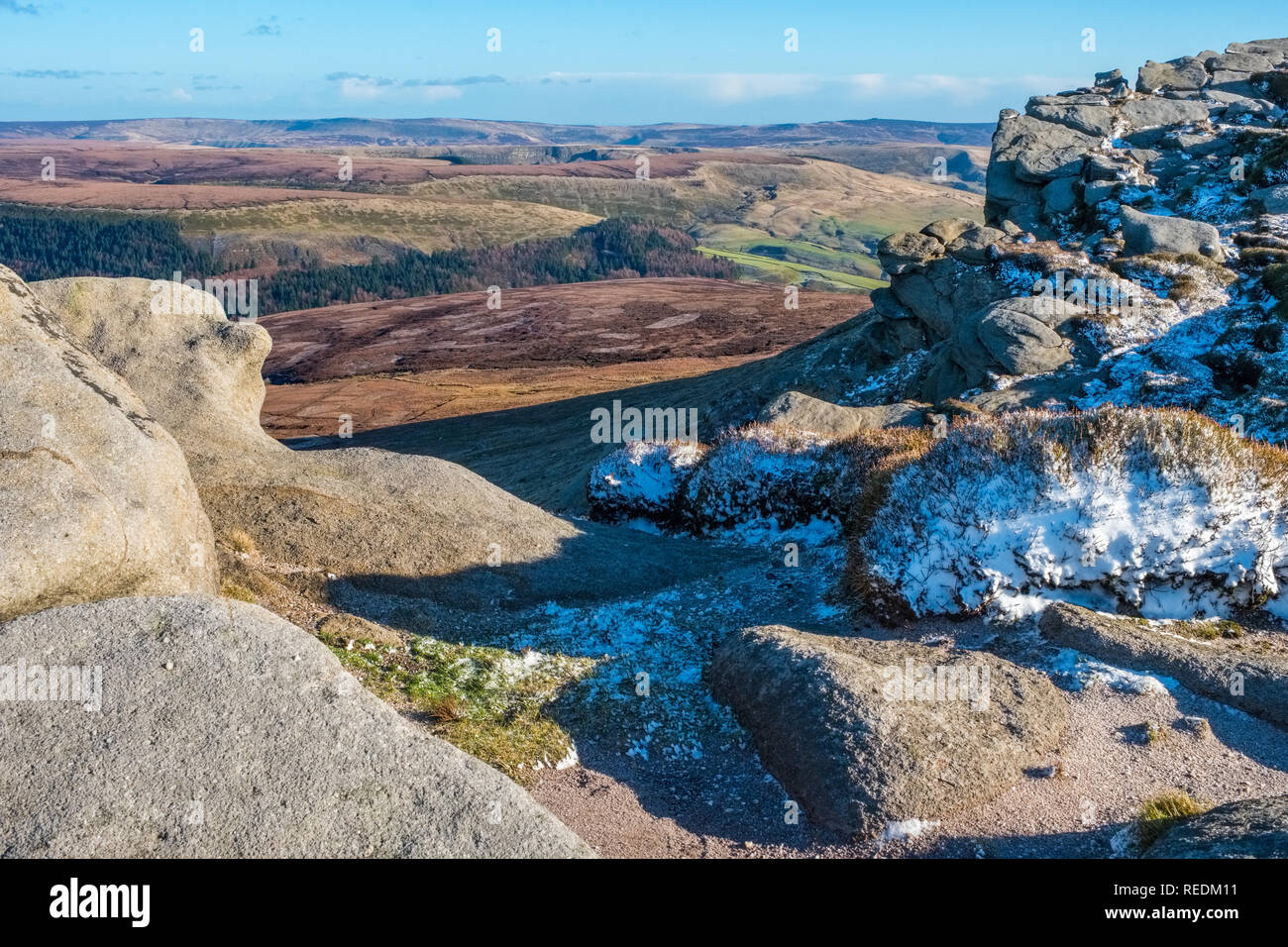 The northern edge of Kinder Scout in the Peak District National Park ...