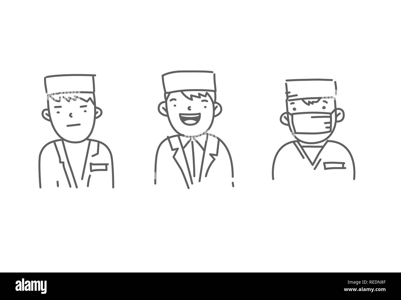 Vector doodle character doctor Cut Out Stock Images & Pictures - Alamy