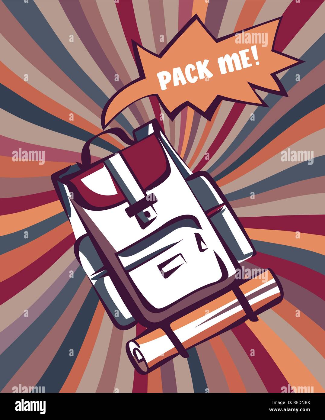 Backpack in pop art style. Vector image Stock Vector Image & Art - Alamy