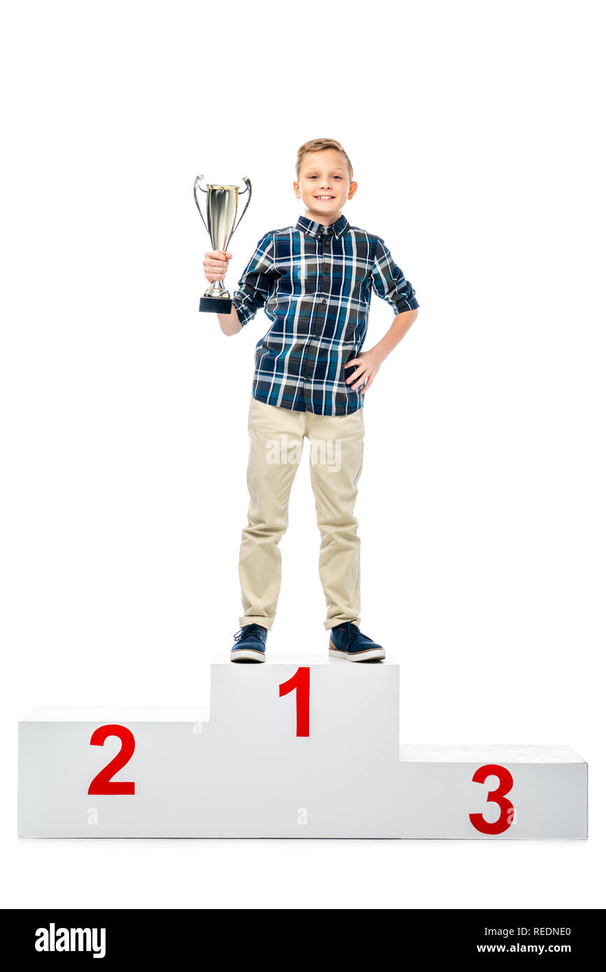 Child podium trophy hi-res stock photography and images - Alamy
