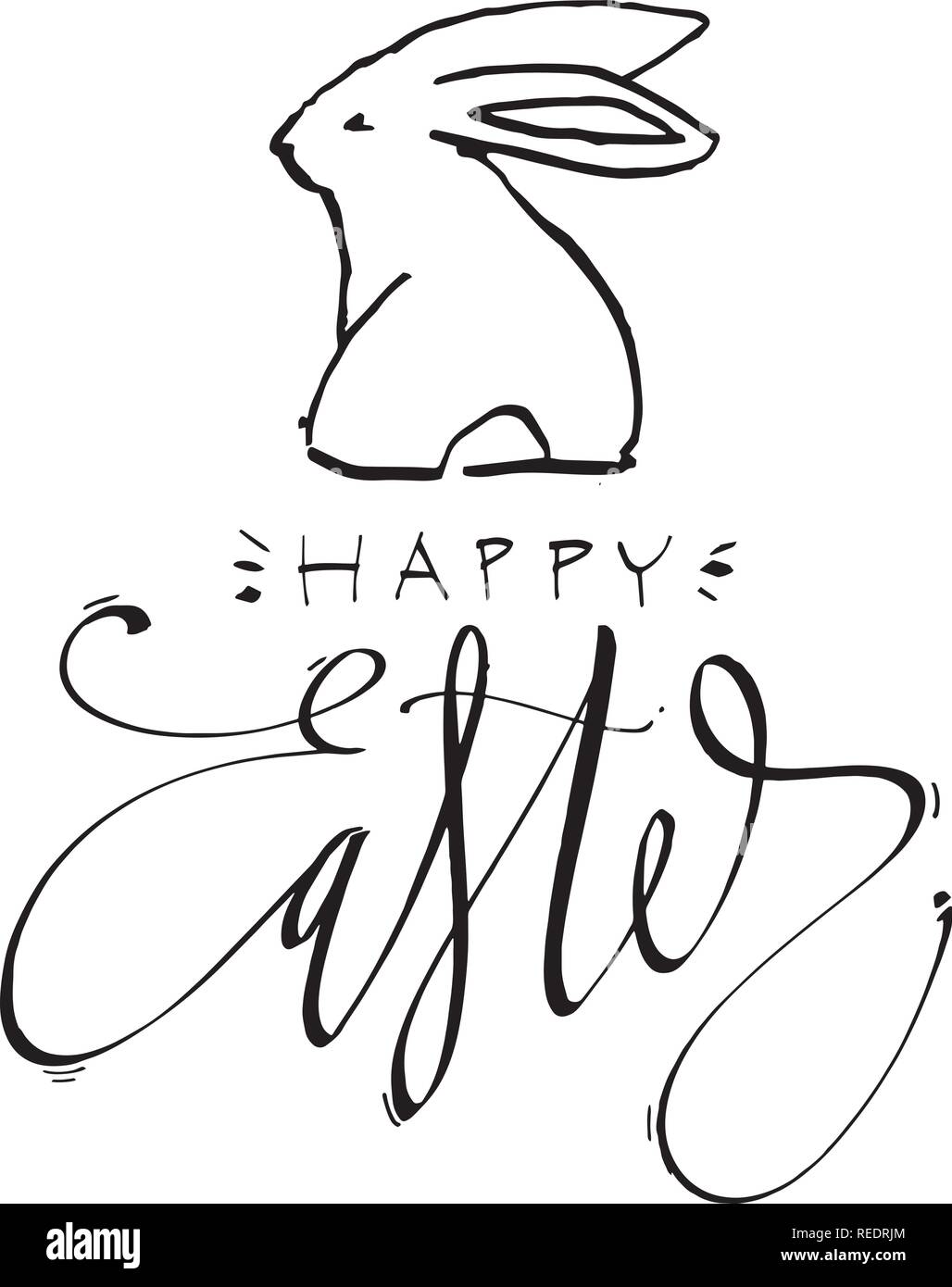 Cute rabbits, hand draw illustration with letterings phrases-Happy ...