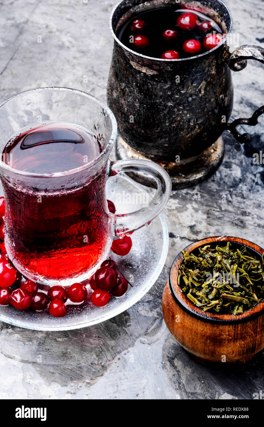 Cranberry tea in a glass cup.Winter hot tea Stock Photo - Alamy