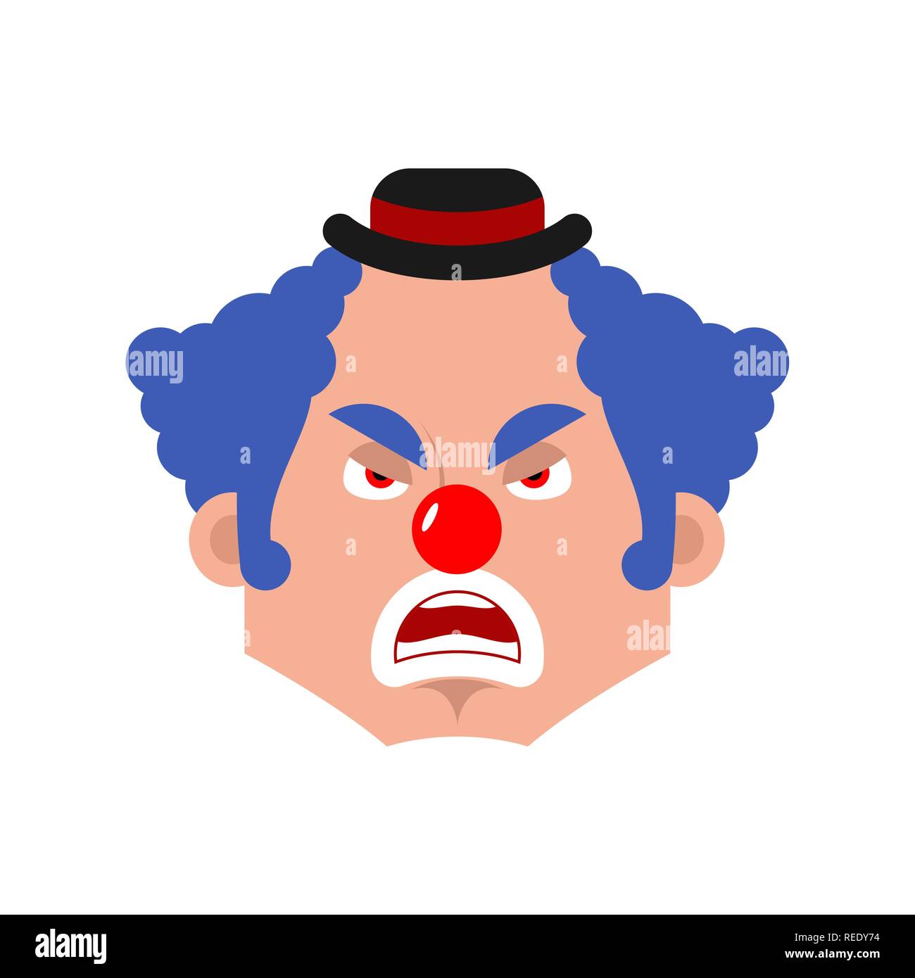 Clown angry emotion avatar. funnyman evil emoji. harlequin face. Vector ...