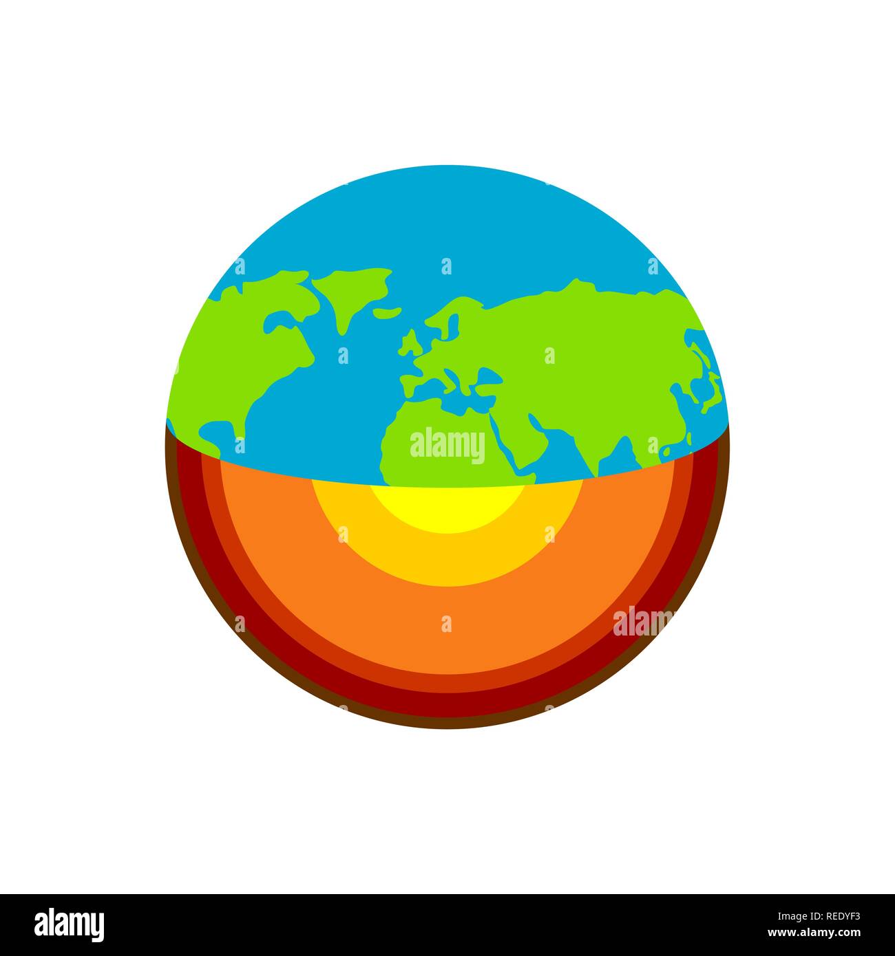 Earth structure. Planet scheme geology. Core and geological crust Stock ...