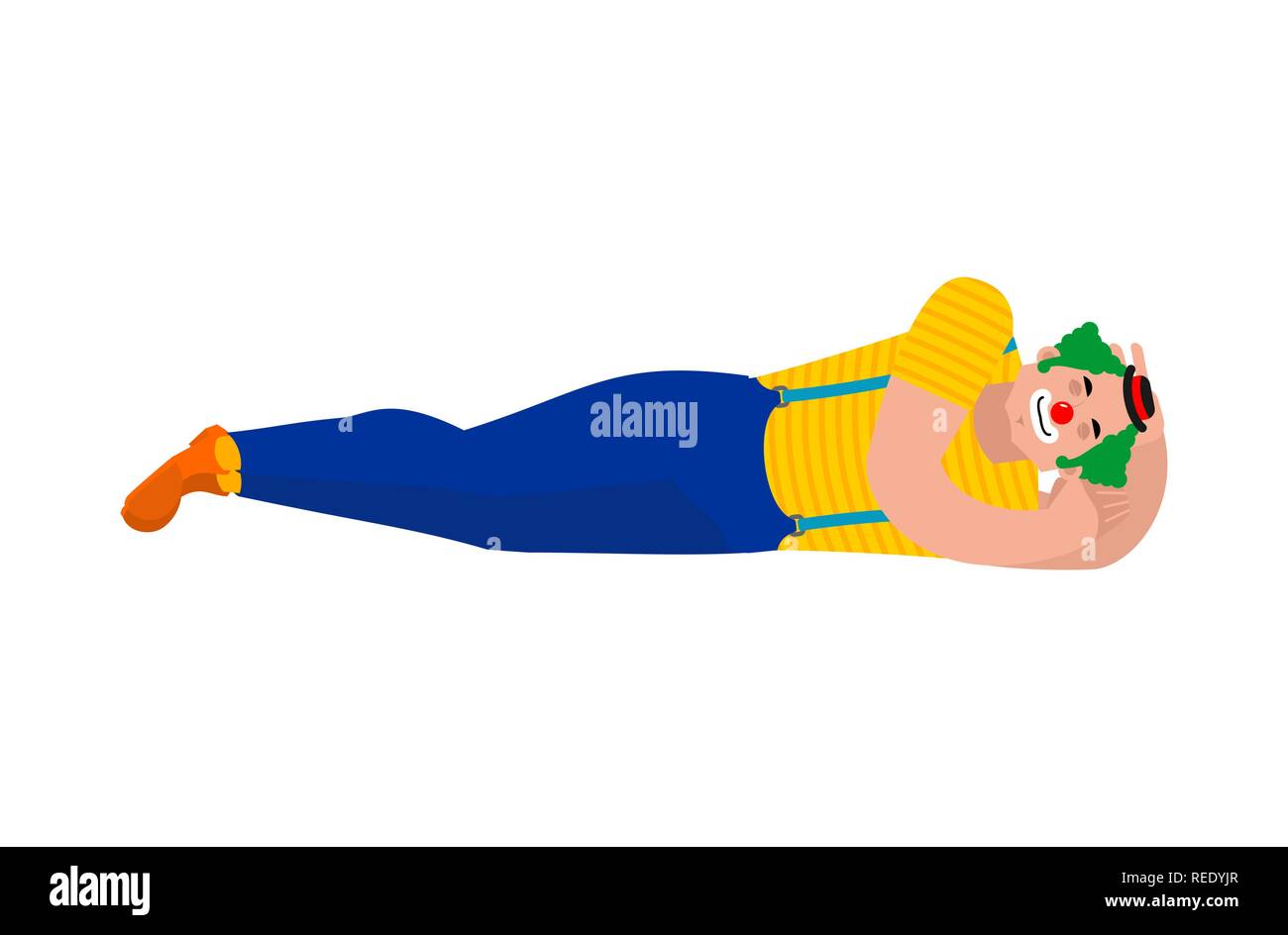 Clown sleep. funnyman sleeping. harlequin Vector illustration Stock ...