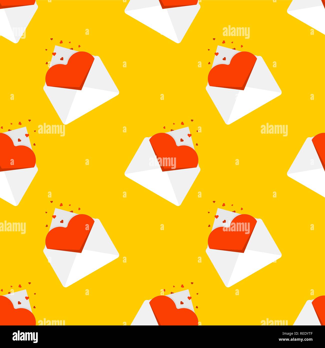 Love mail pattern seamless. Heart in an envelope. Message Valentine's ...