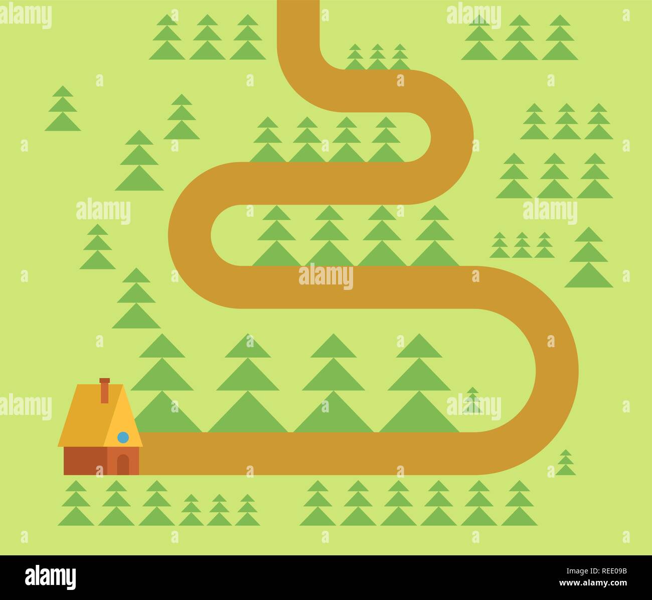 Wooden hut trees in forest architecture Stock Vector Images - Alamy