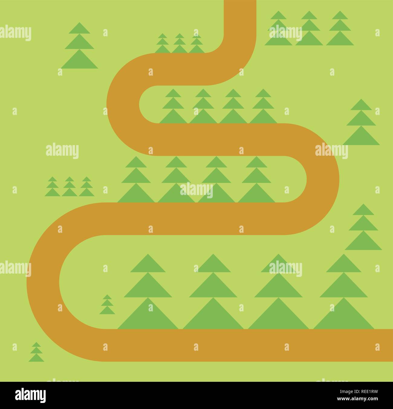 Road in forest map. Forest Footpath. Vector Stock Vector Image & Art ...