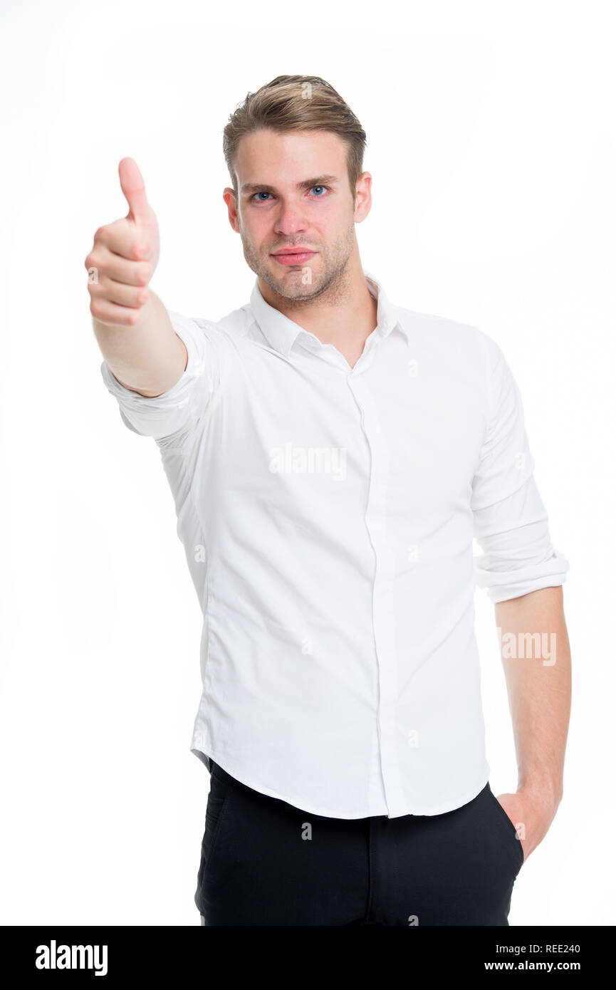 Man shows thumb up mall hi-res stock photography and images - Alamy
