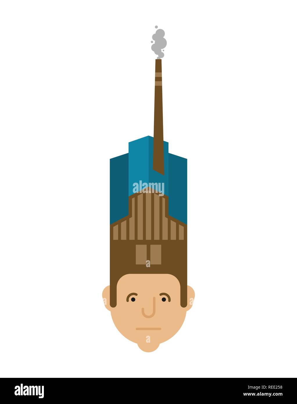 Head Factory building isolated. Portrait Plant construction vector ...