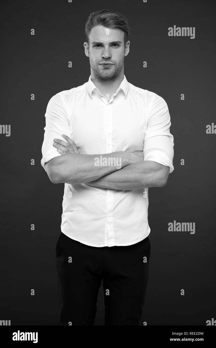 business challenge with serious man. business man ready for challenge ...