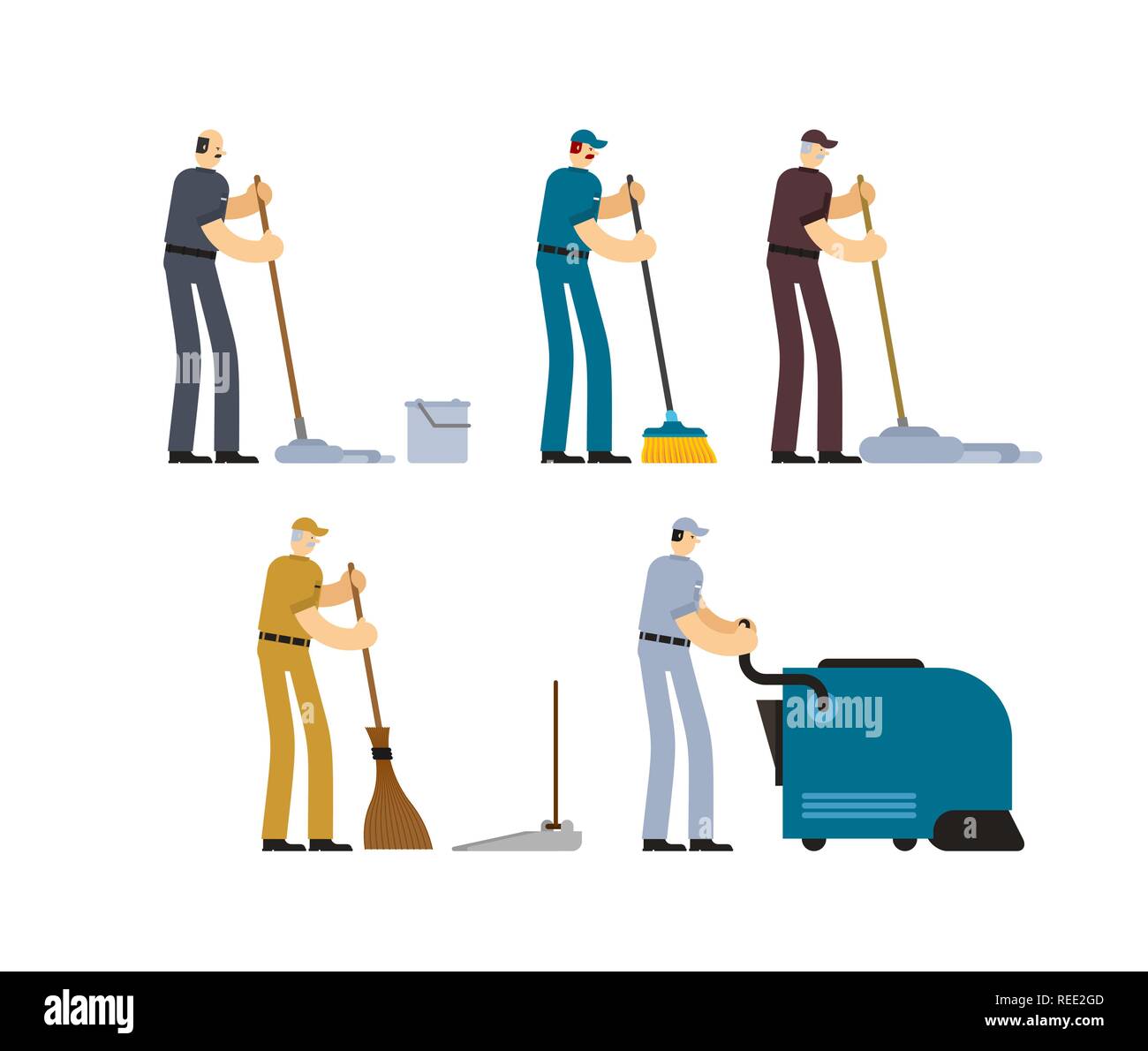 Cleaning service staff smiling cartoon hi-res stock photography and ...