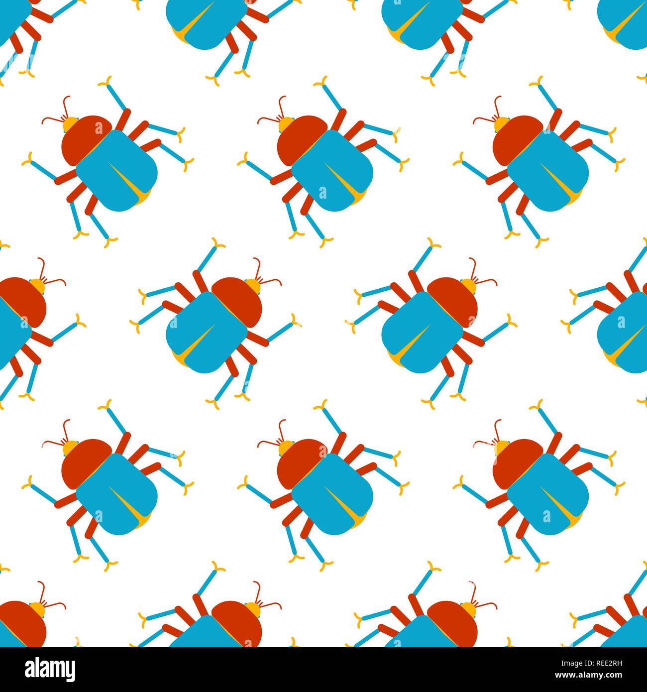 Cute bug pattern. funny Beetle cartoon style background. Baby cloth ...