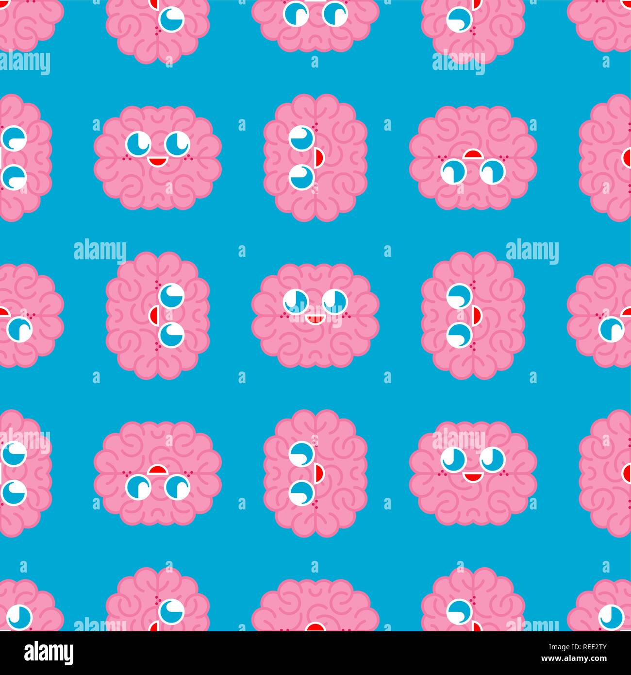 Cute brain pattern. funny Brains cartoon style background. Baby cloth ...