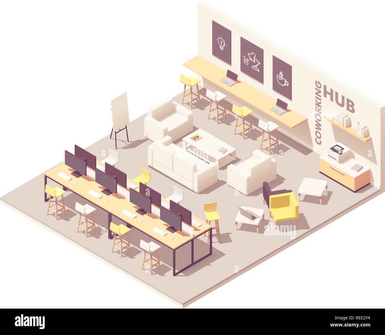 Coworking office space isometric Stock Vector Images - Alamy