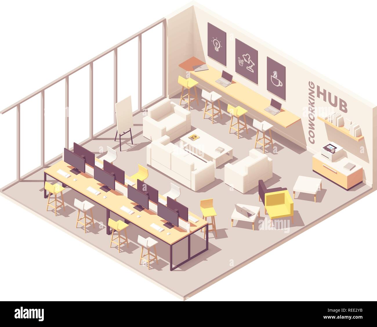 Vector isometric coworking open space Stock Vector Image & Art - Alamy