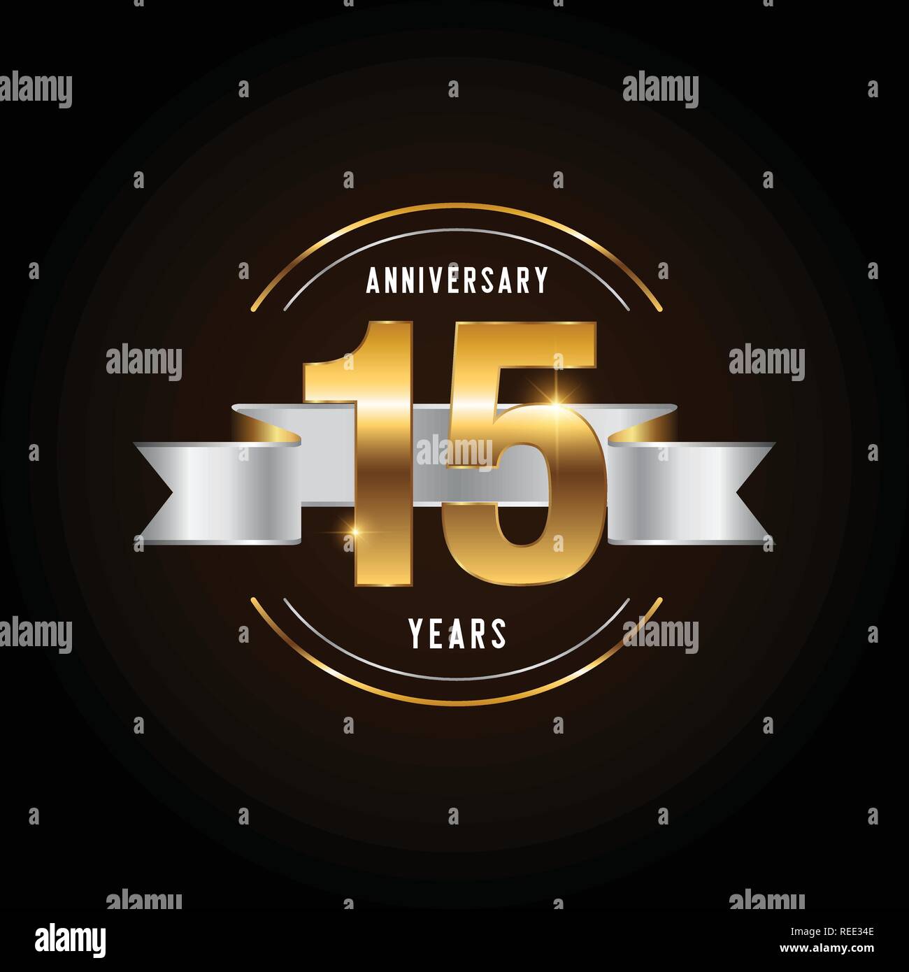 15 years anniversary celebration logotype. Golden anniversary emblem ...