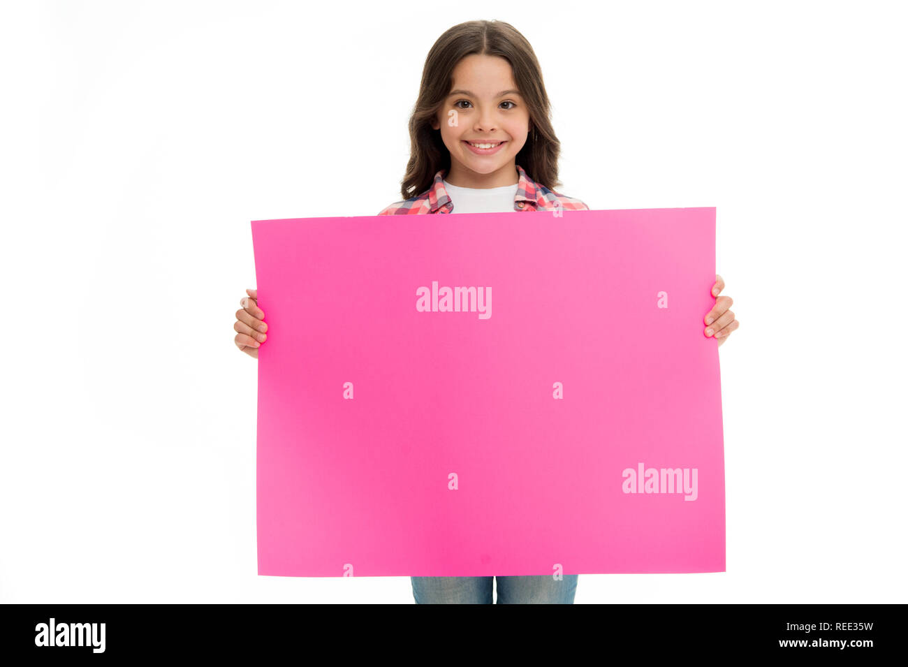 advertisement. little girl hold paper for advertisement. advertisement ...