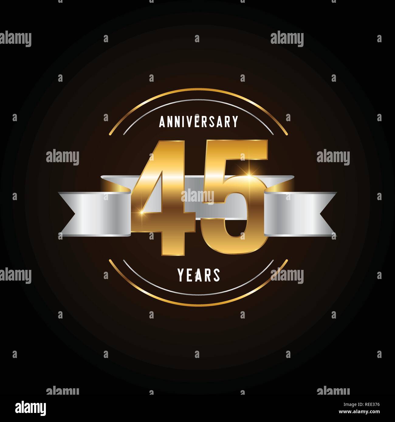 45 years anniversary celebration logotype. Golden anniversary emblem ...
