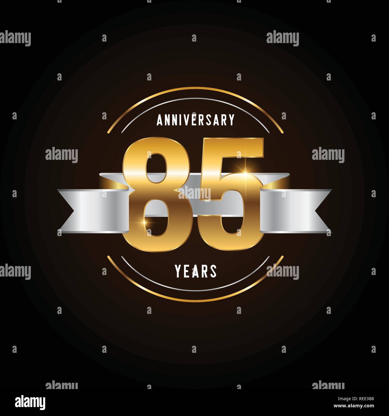 85 years anniversary celebration logotype. Golden anniversary emblem ...