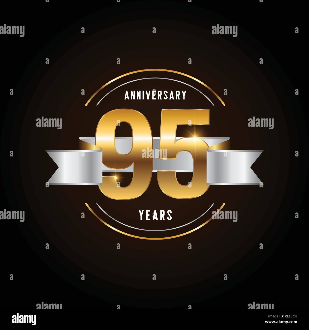 95 years anniversary celebration logotype. Golden anniversary emblem ...